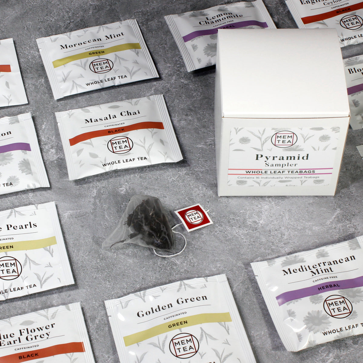 Pyramid Tea Bag Sampler - Individually Wrapped – MEM TEA